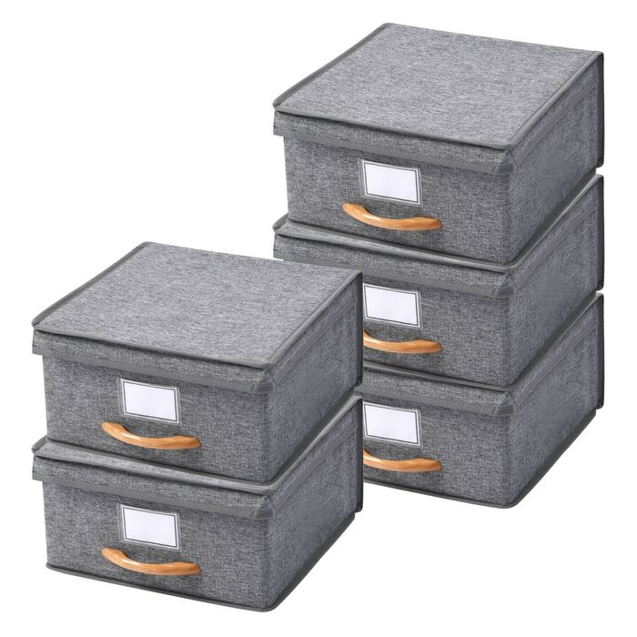 Takara Kicho Fabric Collapsible Storage Box With Lid 5 Pack Grey ...