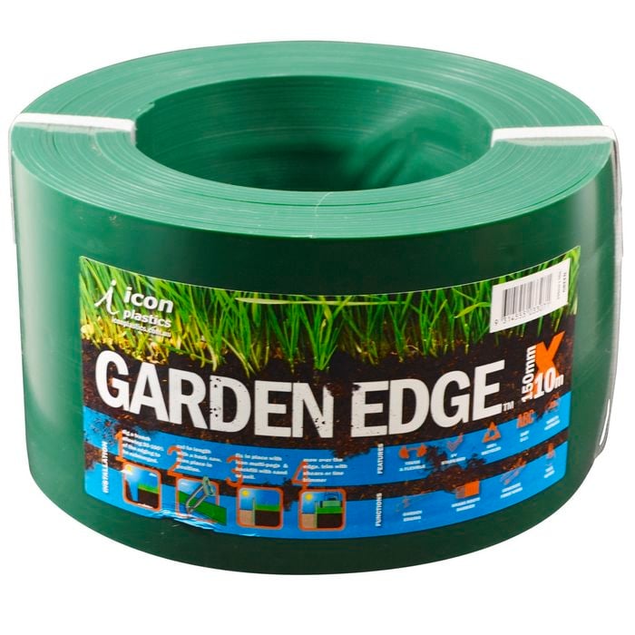 Icon Plastics 150mm x 10m Green Garden Edge - Green - Bunnings Australia