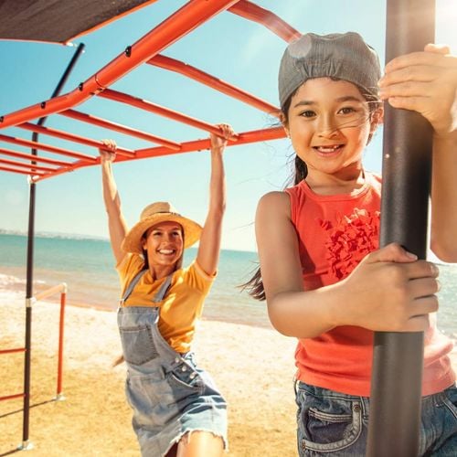 VULY Adventure Quest Monkey Bars Extra Large Playset & Jungle Gym with Shade Cover - Bunnings ...