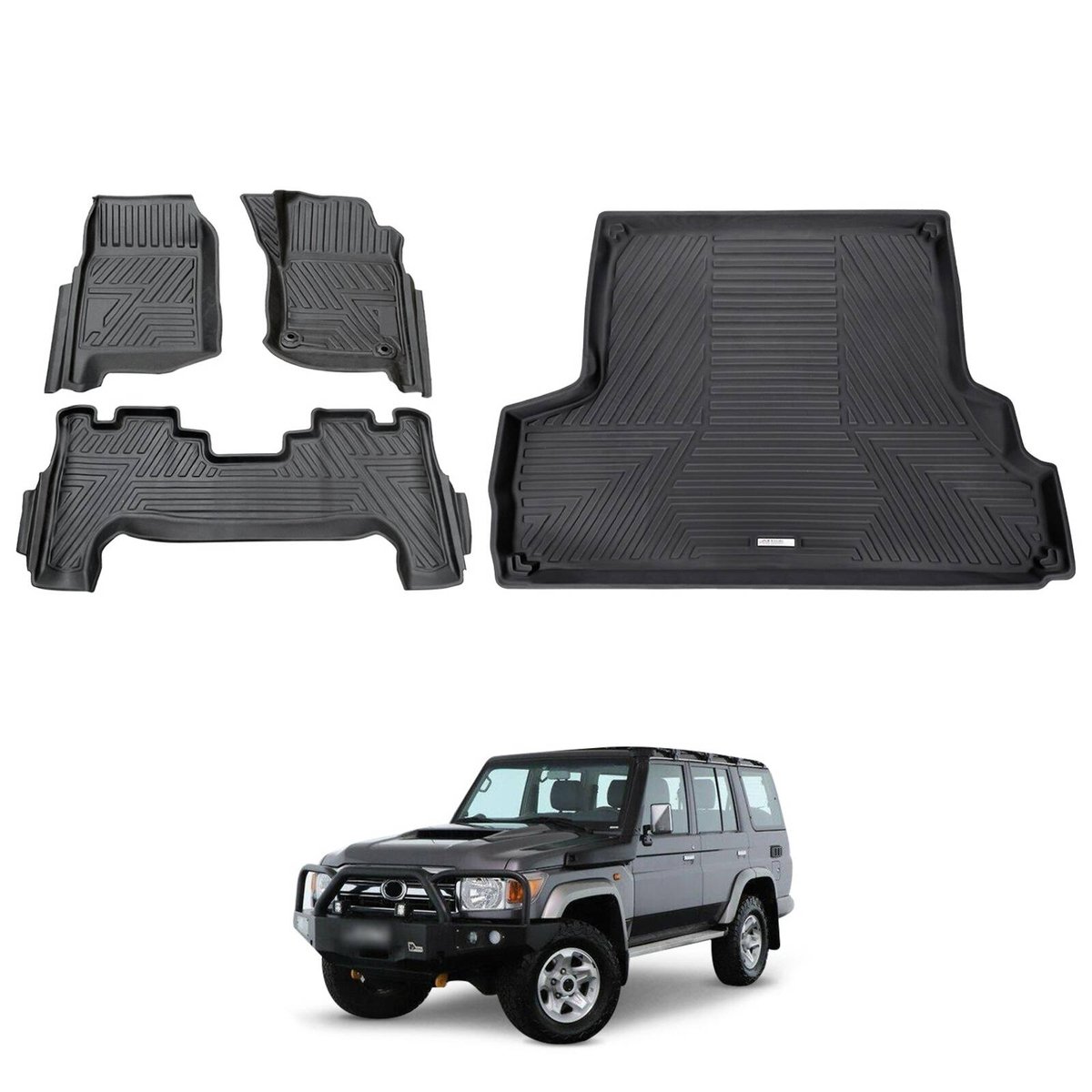 AUSGO Floor Mats & Boot Liner Set for Toyota Land Cruiser Landcruiser ...