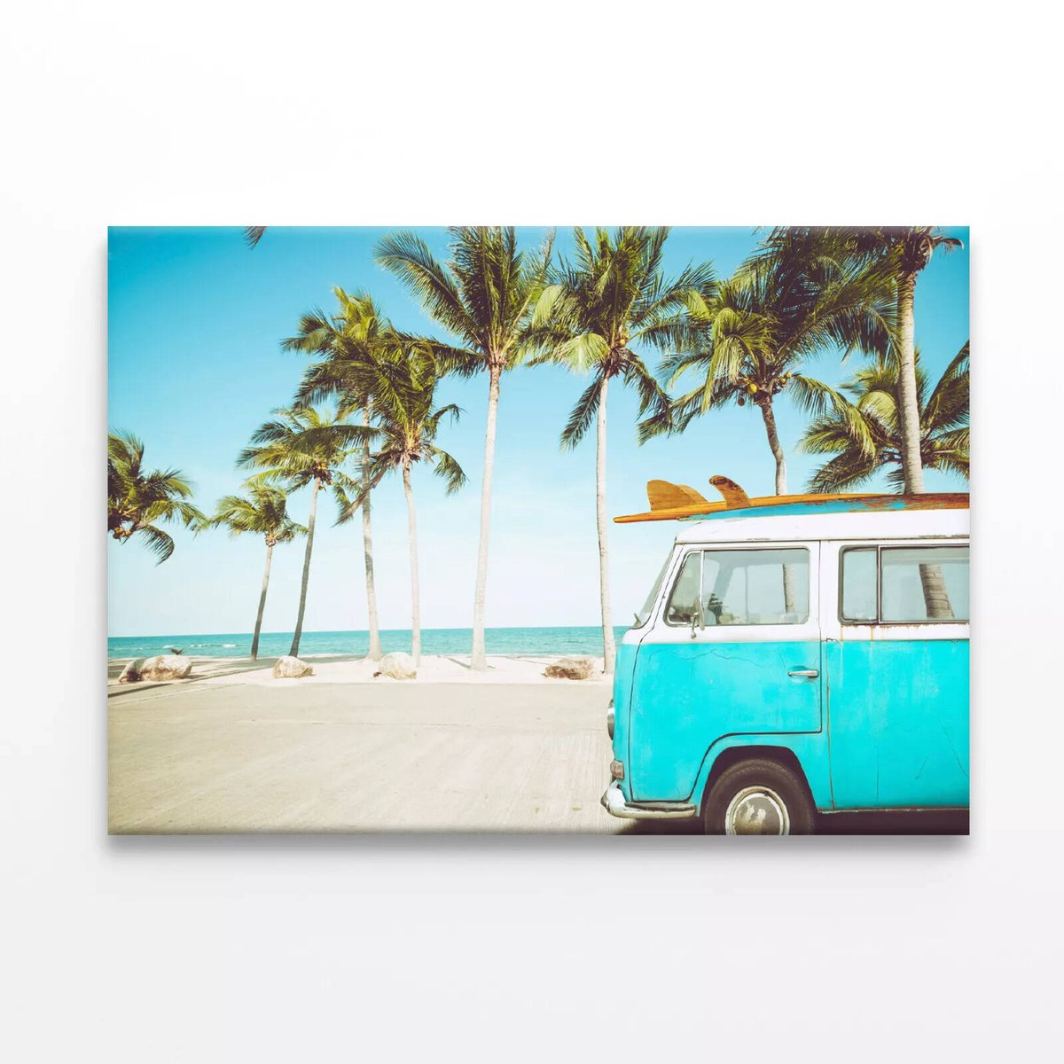 Blue Van Parked On Beach Print 100% Australian Made 90 x 60cm ...