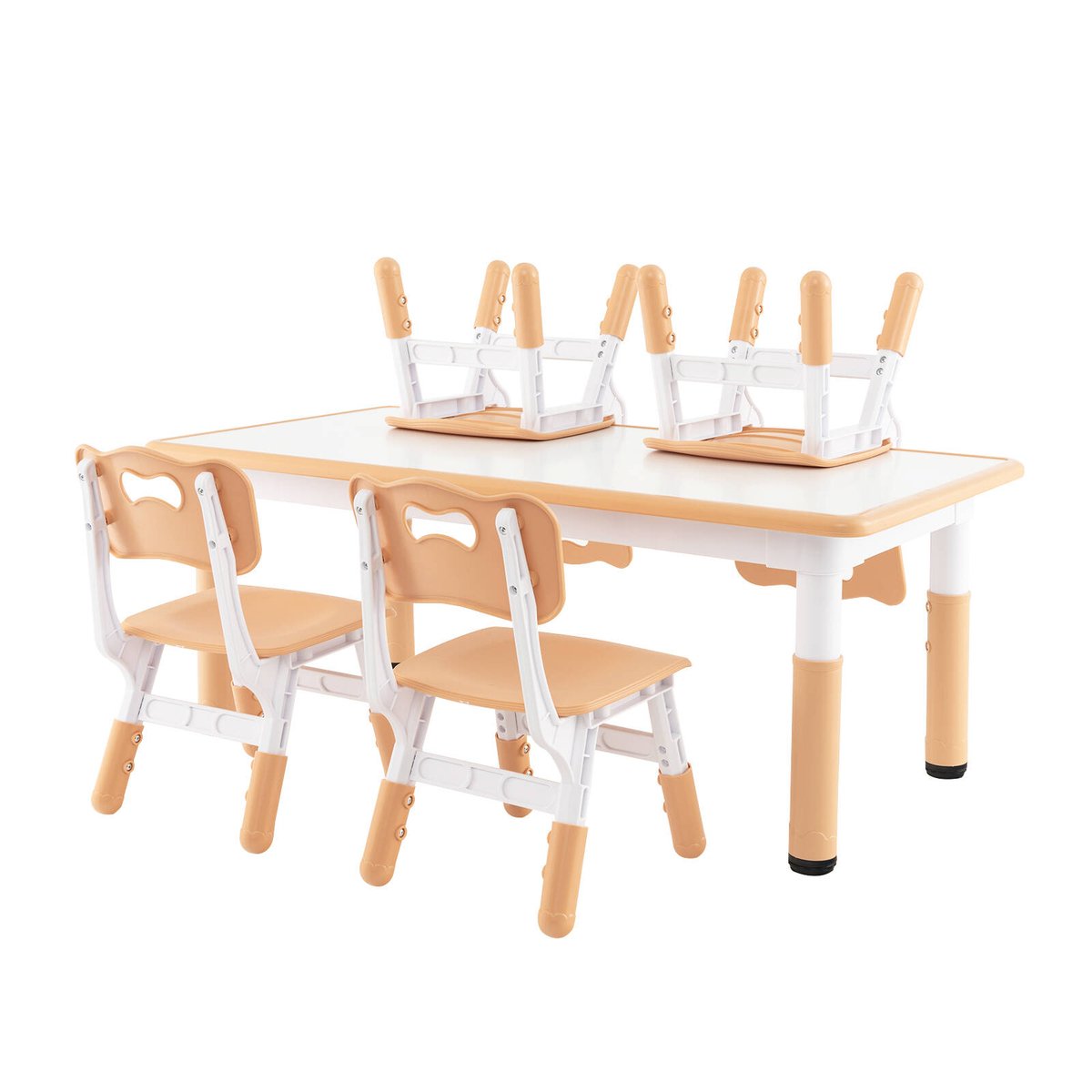 Costway Kids Activity Table & 4 Chairs Height Adjustable Toy Play Desk ...
