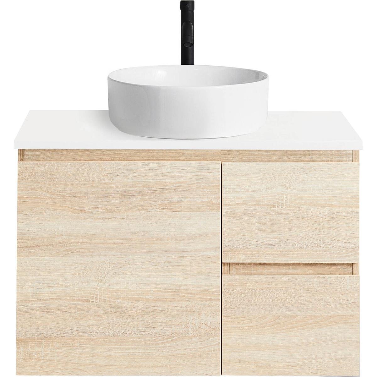 CIBO 750mm Coast Veneer Nordic Wall Hung Bathroom Vanity with White ...