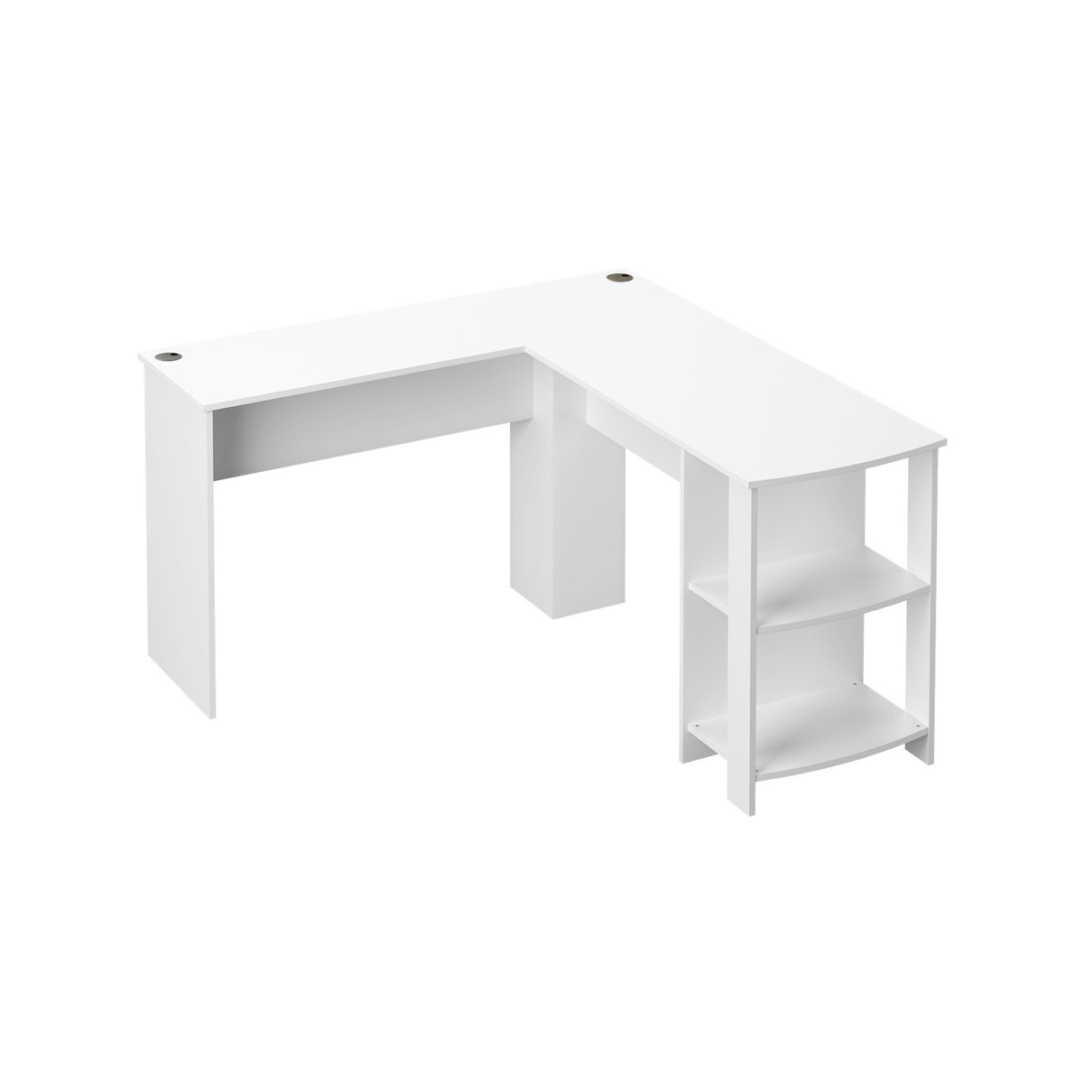 Oikiture L-shape Computer Desk with Storage Shelves White - Bunnings ...