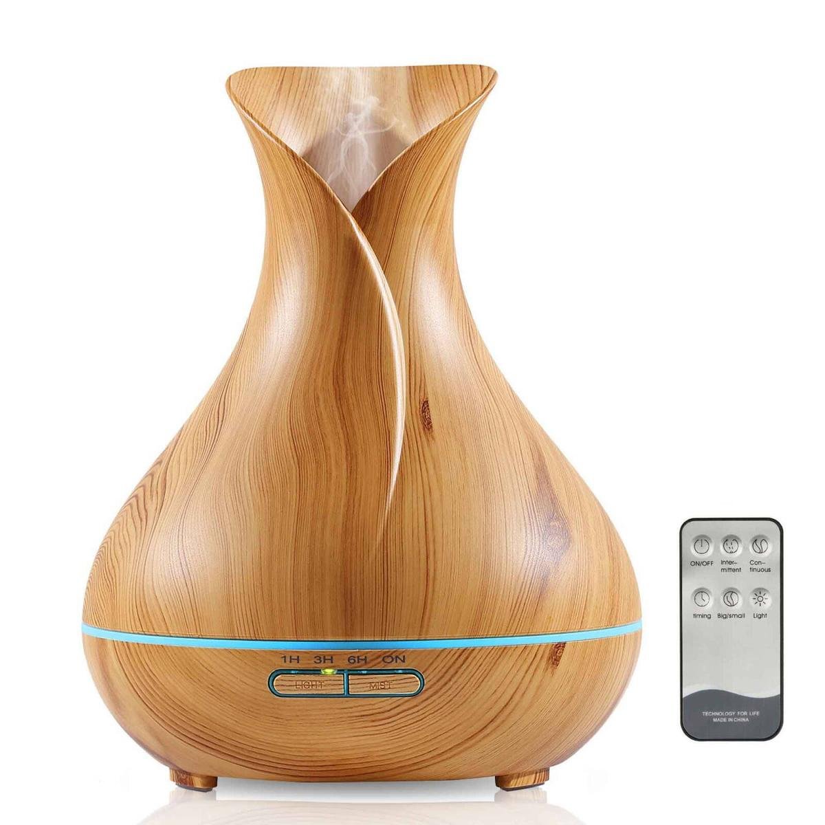 Essential Oil Aroma Diffuser Tulip Light Wood Colour Ultrasonic - Bunnings Australia