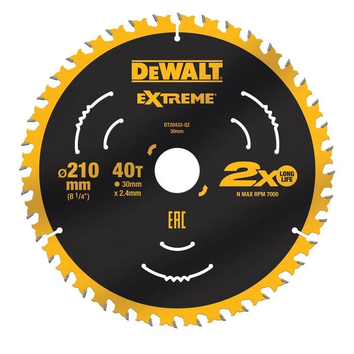 DeWALT 210mm 40T Saw Blade To Suit DWE7485 Table Saw DT20433-QZ ...