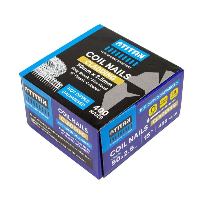 Titan 50 x 2.5mm Hot Dipped Galvanised Collated Coil Nail Ring - 400 ...