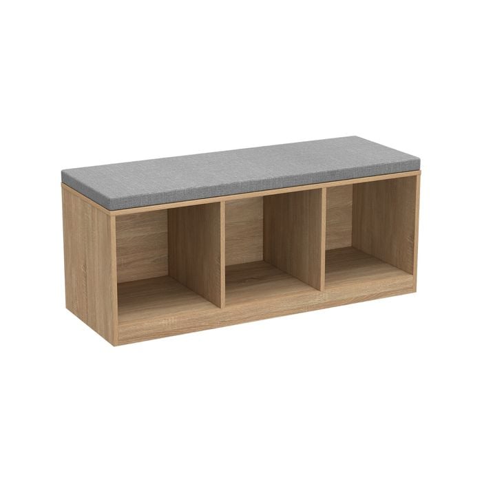 Flexi Storage Clever Cube Oak and Grey 3 x 1 Storage Bench with Cushion ...