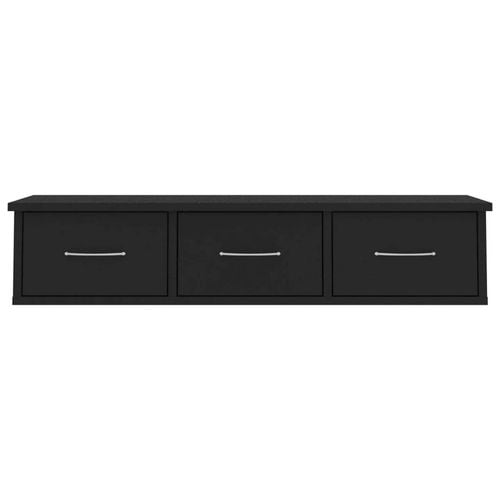 vidaXL Wall-mounted Drawer Shelf Black Engineered Wood Floating Wall ...