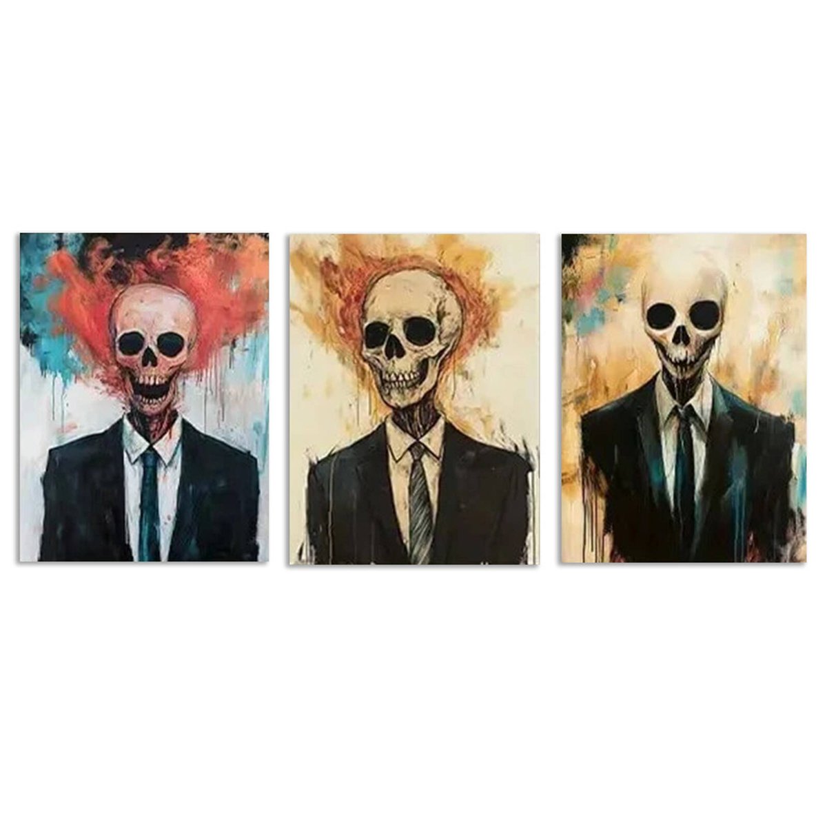 3pcs Suit Skeleton Print 100% Australian Made 3 x 40x60cm (Metal Print ...