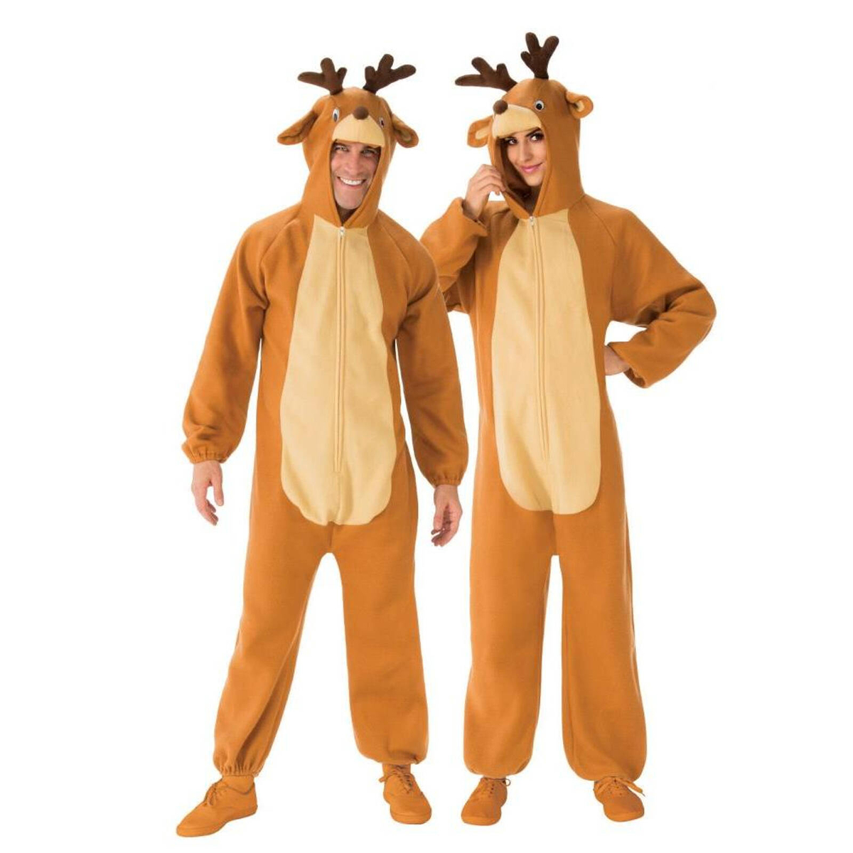 Rubie's Unisex Reindeer Christmas Halloween Costume Plush Hooded Onesie ...