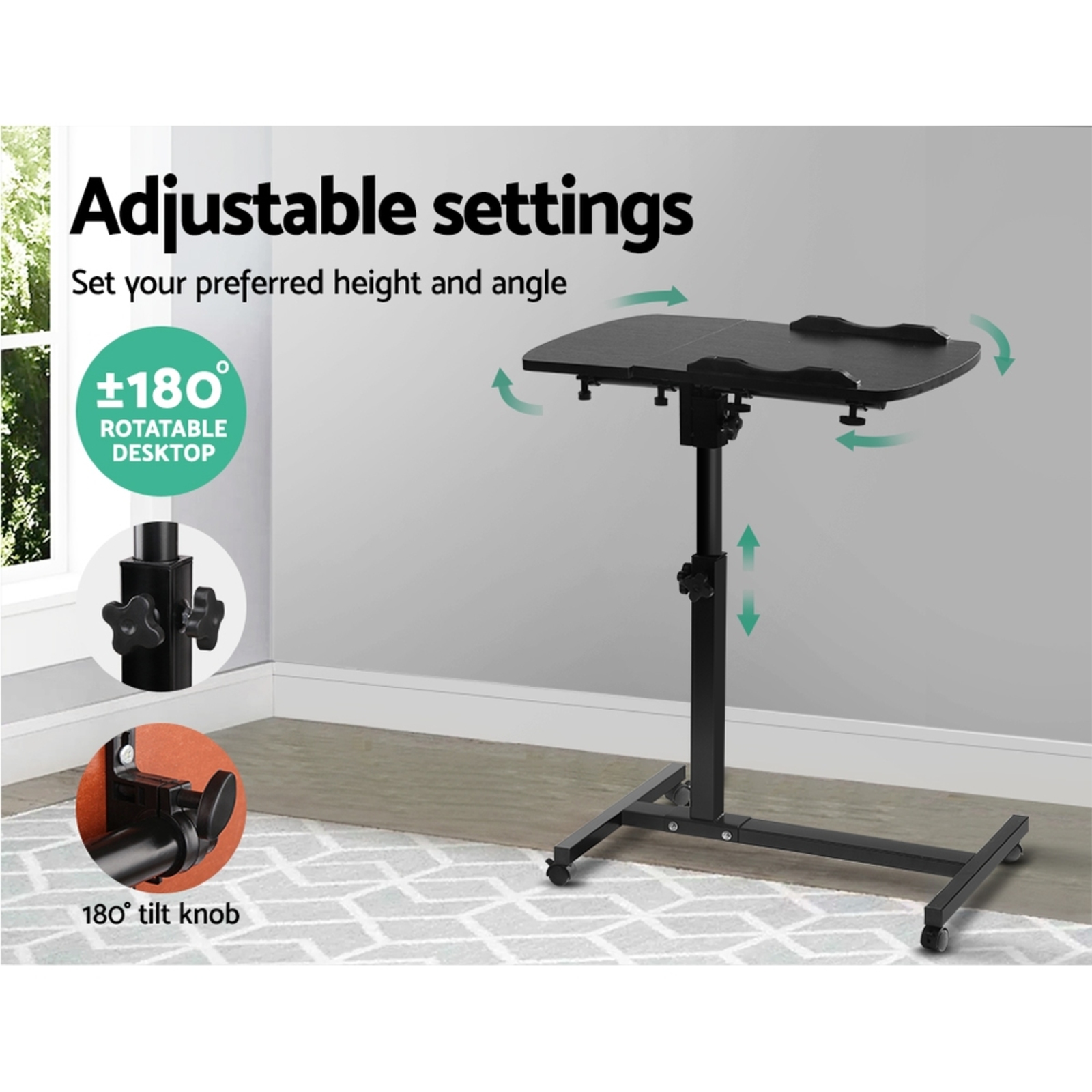 Artiss Laptop Table Desk Adjustable Stand Black Bunnings Australia