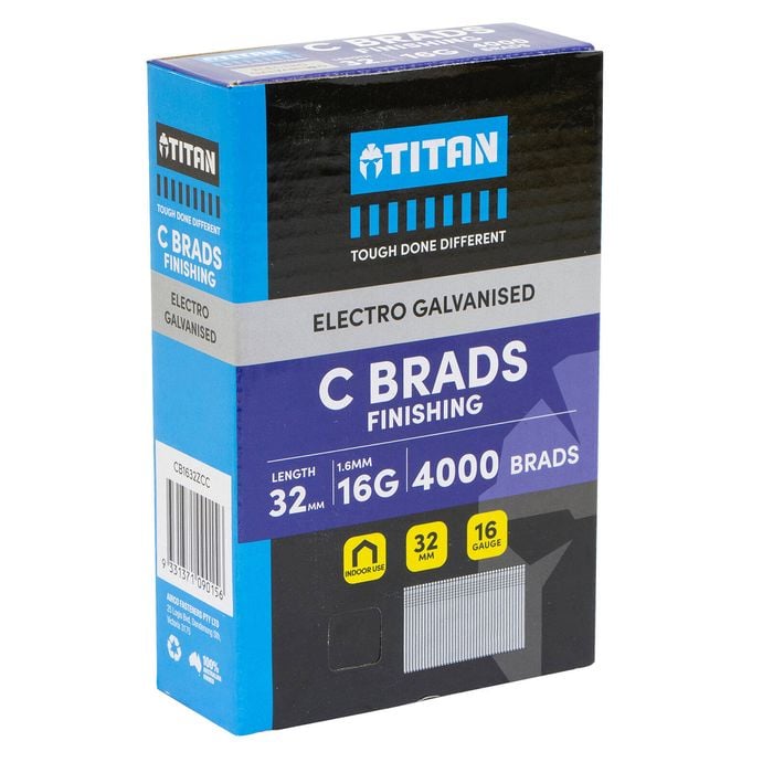 Titan 32 x 1.6mm Electro Galvanised Straight Collated Nail C Brads ...