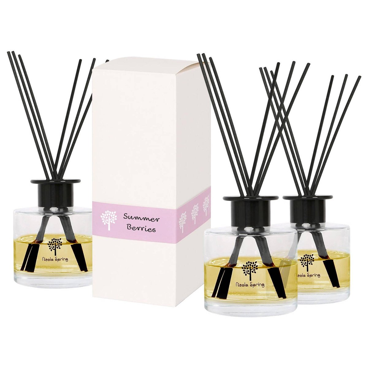 Nicola Spring Glass Reed Diffusers - 200ml - Summer Berries - Pack of 3 ...