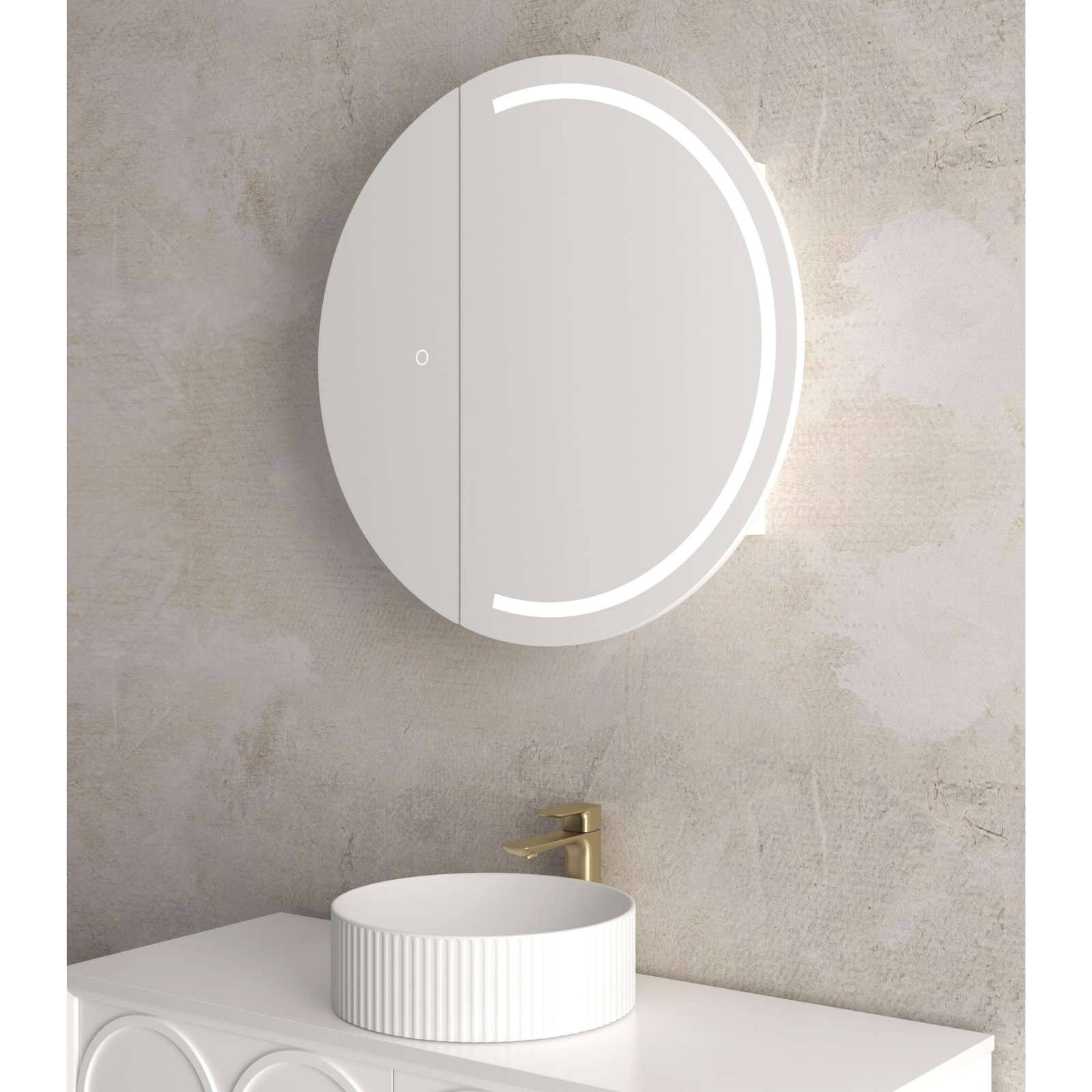Attica 800mm Round Matte White Otti Shaving Cabinet Bunnings Australia