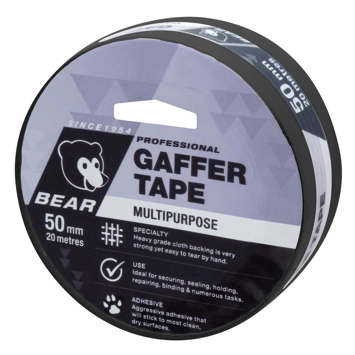 Bear 50mm x 20m Black Multipurpose Gaffer Tape - Bunnings Australia