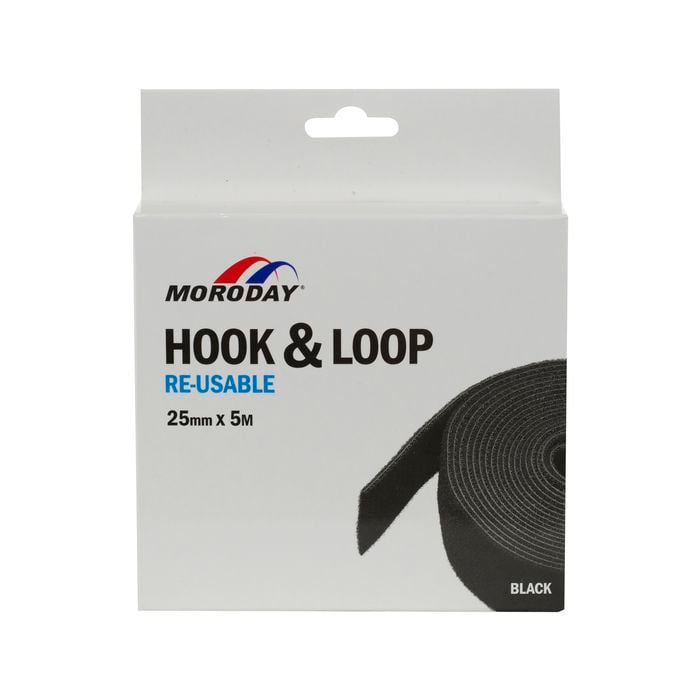 Moroday 25mm x 5m Black Reusable Hook And Loop - Bunnings Australia