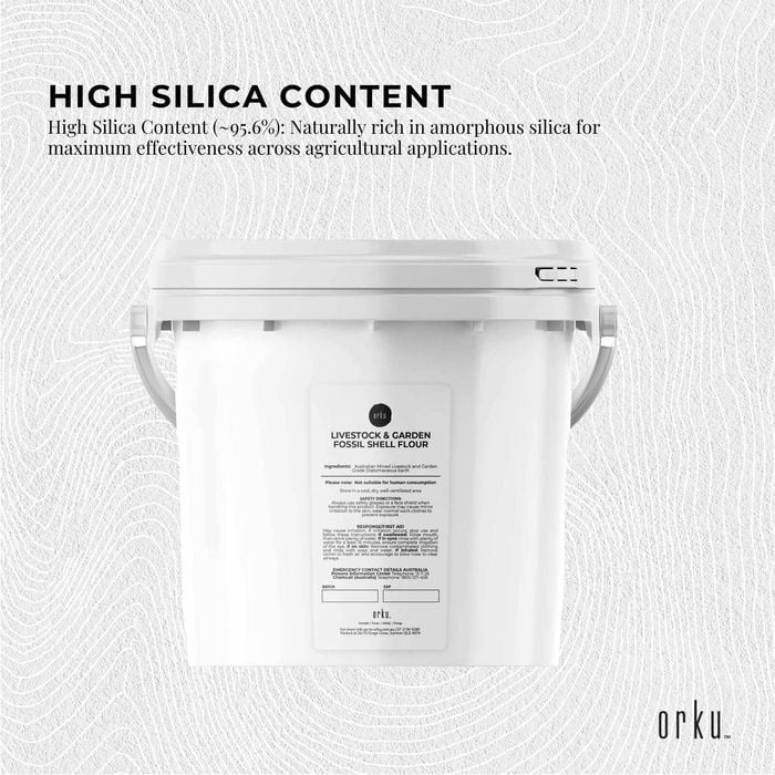 Orku 3Kg Fossil Shell Flour Tub - Livestock Garden Diatomaceous Earth ...
