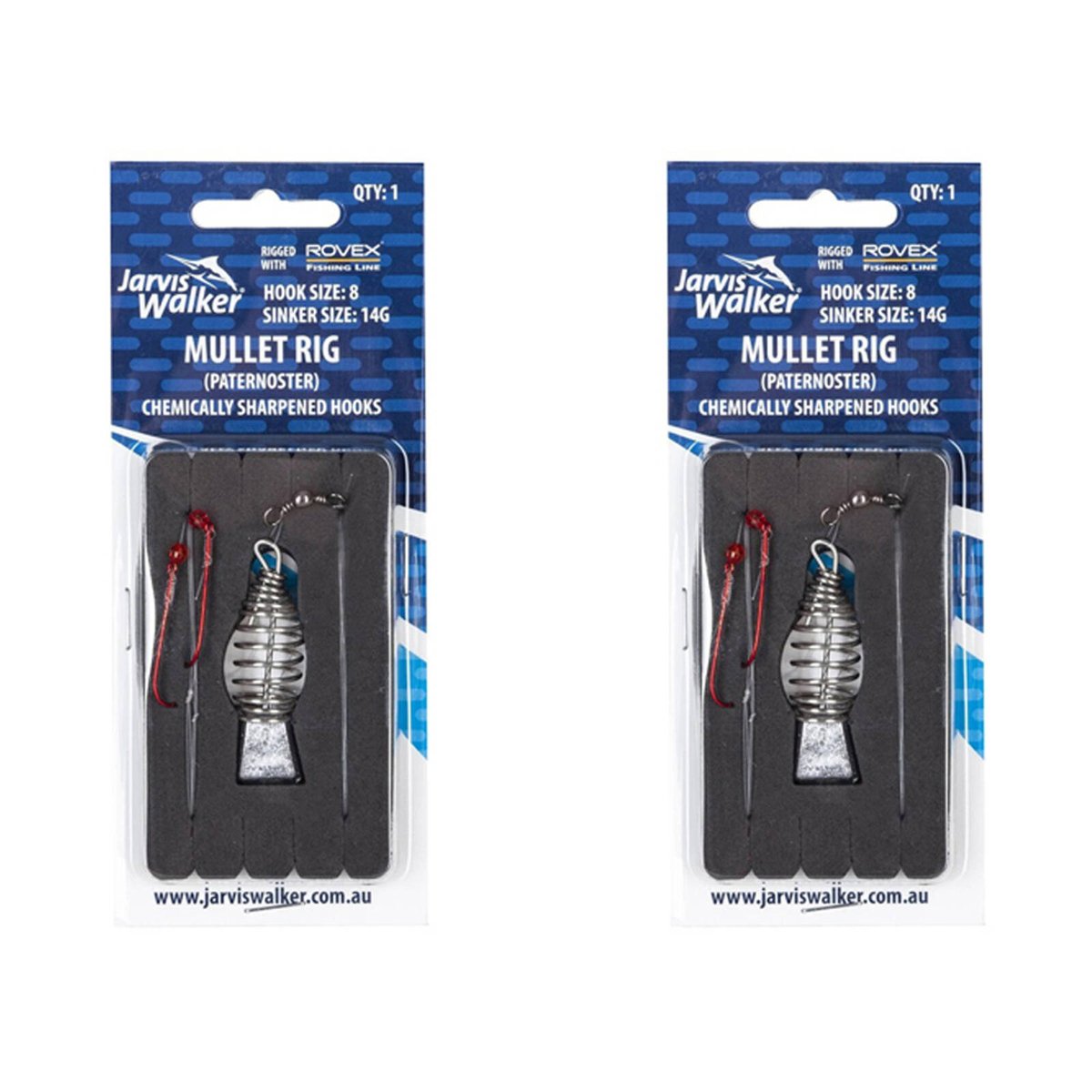 2x Jarvis Walker Paternoster Mullet Rig with 14g Spring Sinker Size 8 ...