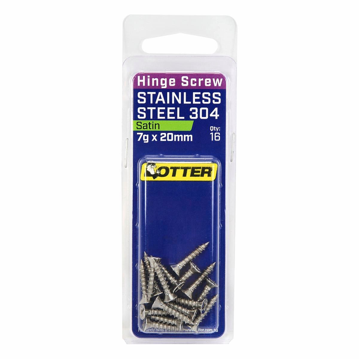 Otter 7 x 20mm Satin Stainless Steel 304 Hinge Screws - 16 Pack ...