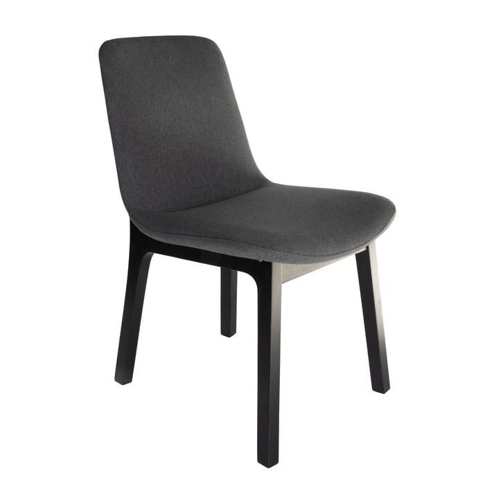 SKDL Cozy Dining Chair Dark Grey Fabric Black Legs - Bunnings Australia