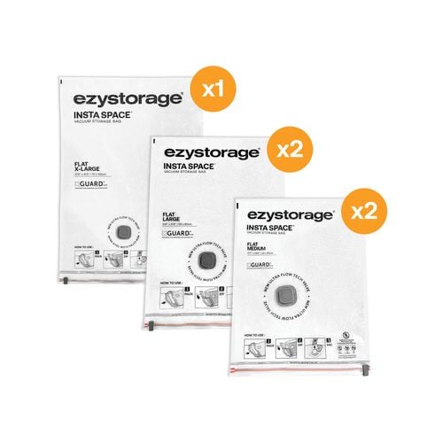 Ezy Storage Insta Space Flat Vacuum Bags (Medium, Large, X-Large) - 5 ...