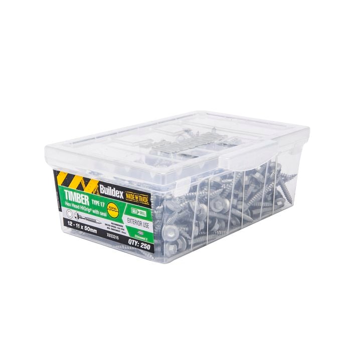 Buildex 12-11 x 50mm Climaseal Hex Head Hi-Grip With Seal Timber Screws ...
