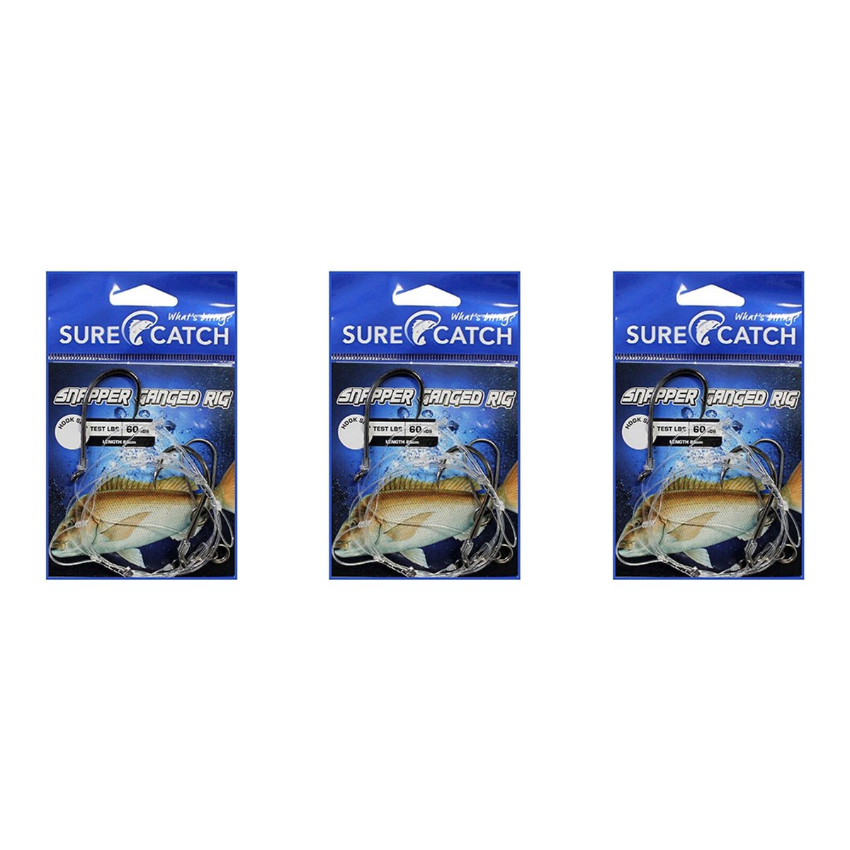 3x Surecatch Pre-Tied Snapper Rig - Ganged Hook Rig Sharpened Hook - Size 7/0 - Bunnings Australia