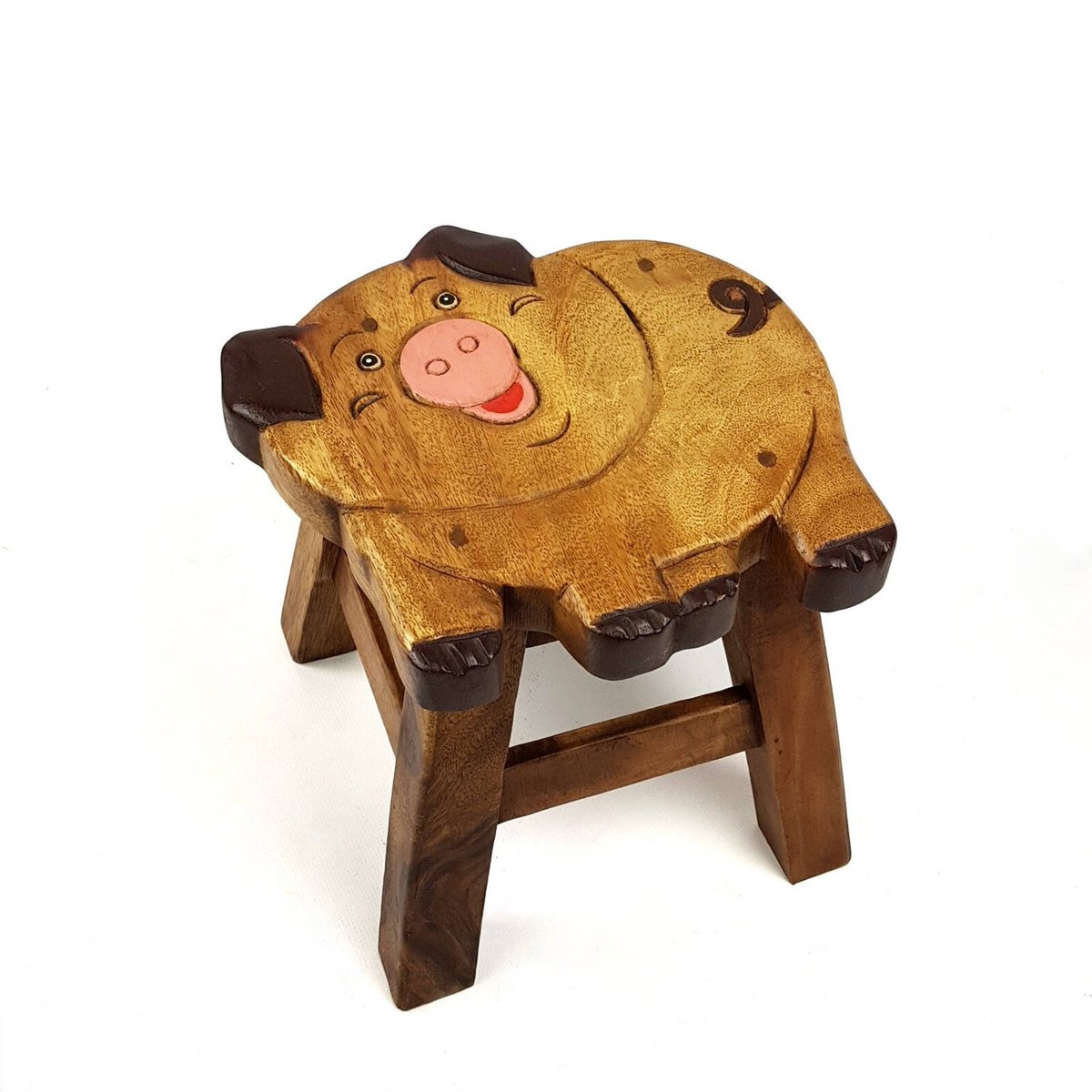 Premium Kids Wooden Pig Stool - Handmade Solid Wood Toilet Training and ...