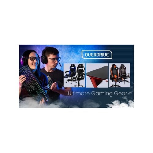 OVERDRIVE Gaming Desk PC Table Setup Computer Carbon Fiber Style Black ...