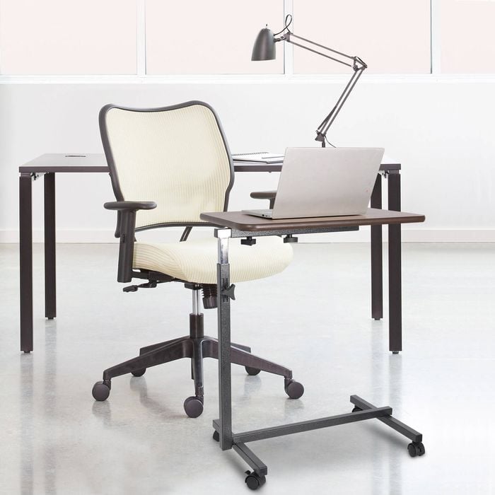 Altus Overbed Table Over Chair Bedside Height Adjustable Walnut Desktop ...