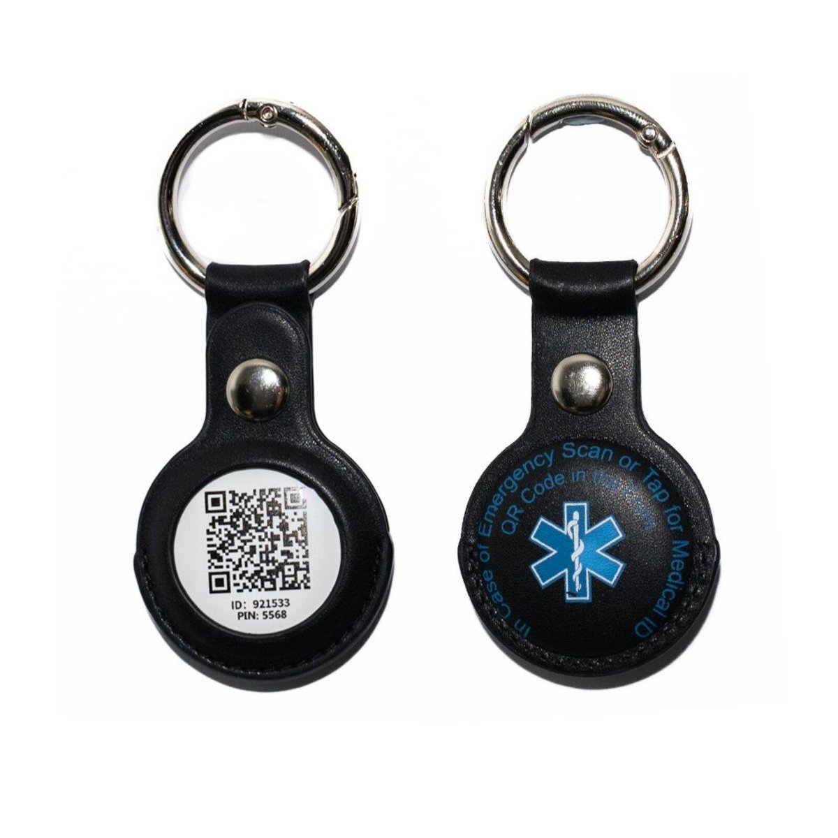 MEDI-ID Medical ID Black Leather Key Ring. - Bunnings Australia