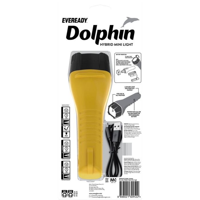 Eveready Dolphin Hybrid Rechargeable Floating LED Flashlight 225 Lumen ...