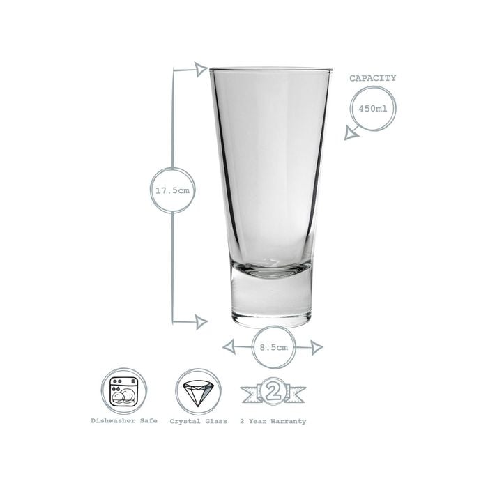 Bormioli Rocco Ypsilon Highball Cocktail Glasses Set - 453ml - Pack of ...