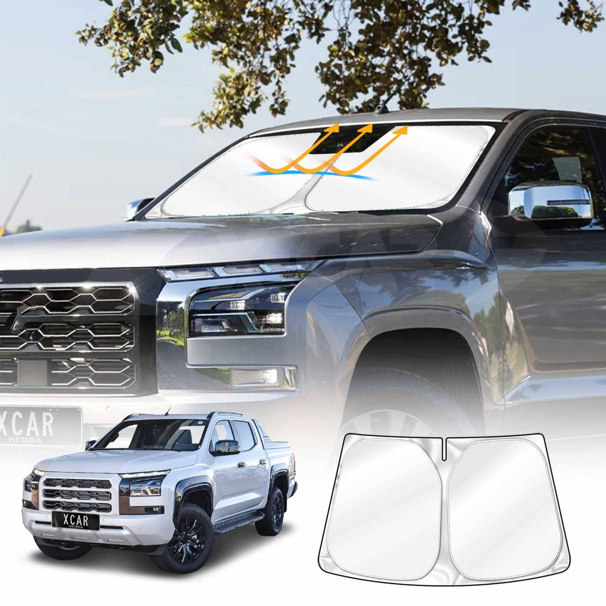 WindScreen Sun Shade for Mitsubishi Triton MV Double Cab 2024-Onwards ...