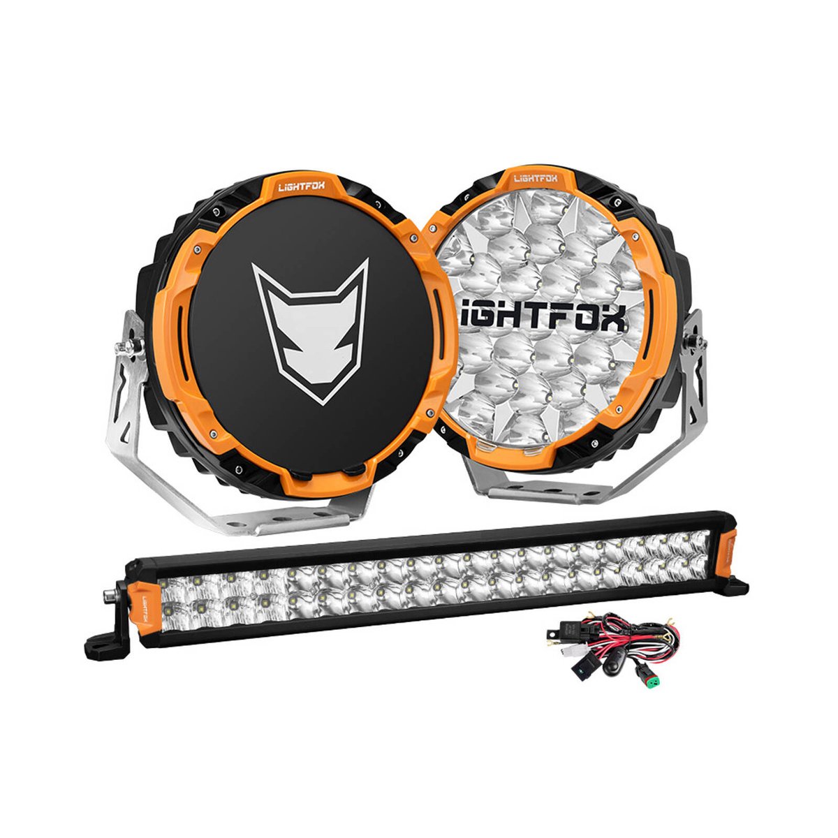 LIGHTFOX Osram 9 inch LED Driving Lights + 20 inch Dual Row LED Light ...