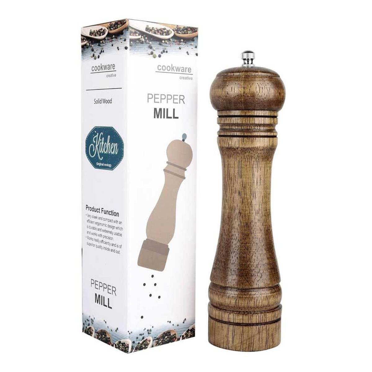 Salt and Pepper Grinder - Oak Wood Hand Mill - Adjustable Grain Size ...