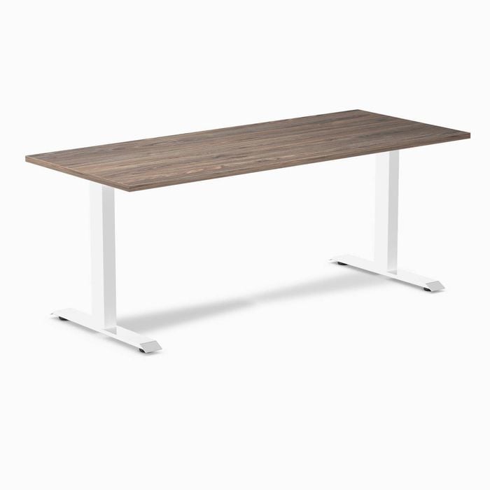 Desky Fixed Height Natural Walnut Melamine Desk 1800x750mm White Leg ...