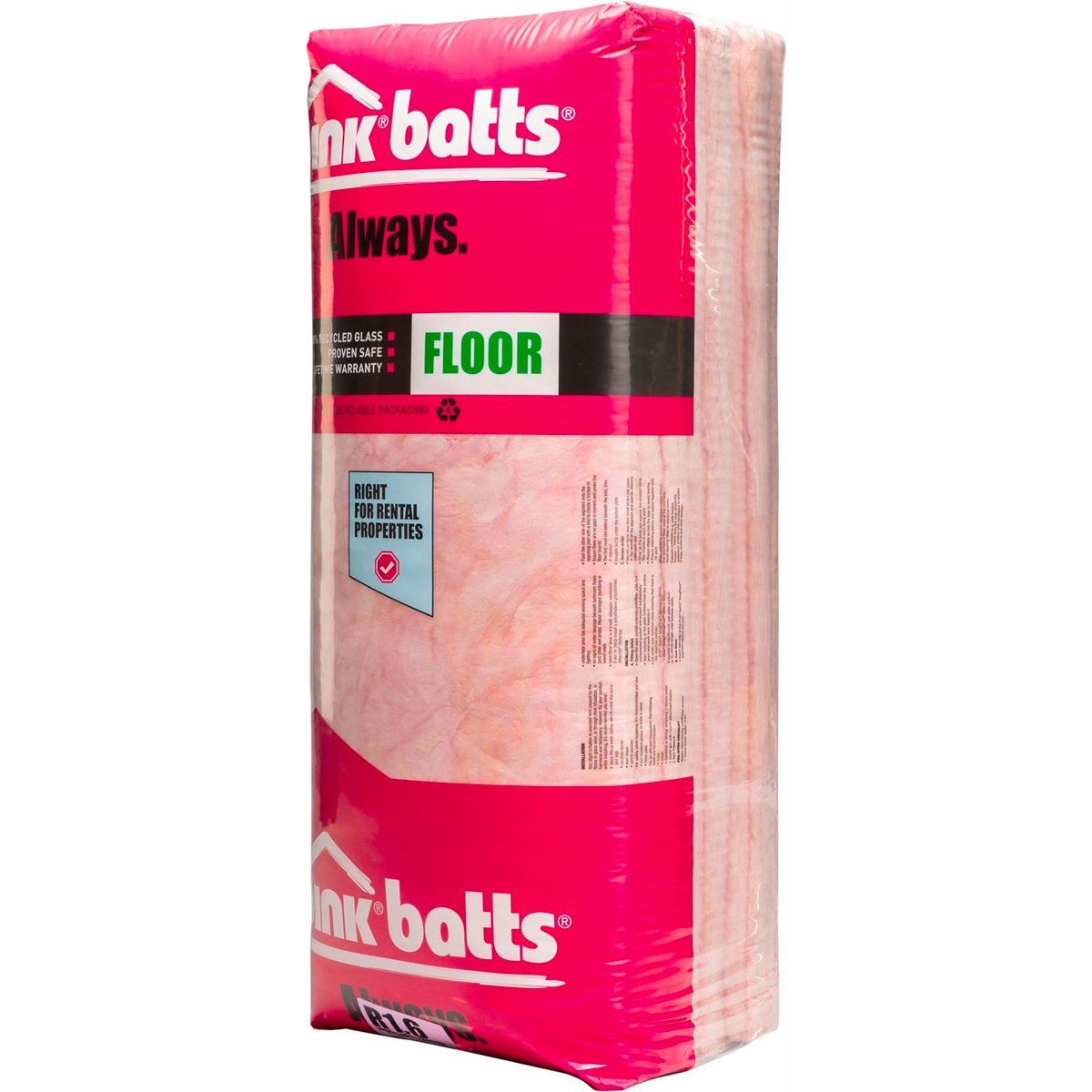 Pink® Batts® 10.6m SnugFloor Wide R2.6 Glasswool Underfloor Insulation ...
