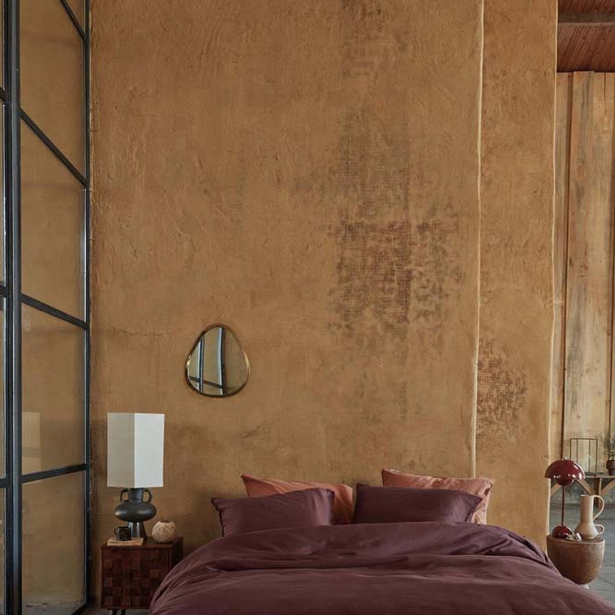 VTWonen King Dark Red Earth Dark Red Cotton Sateen Quilt Cover Set ...