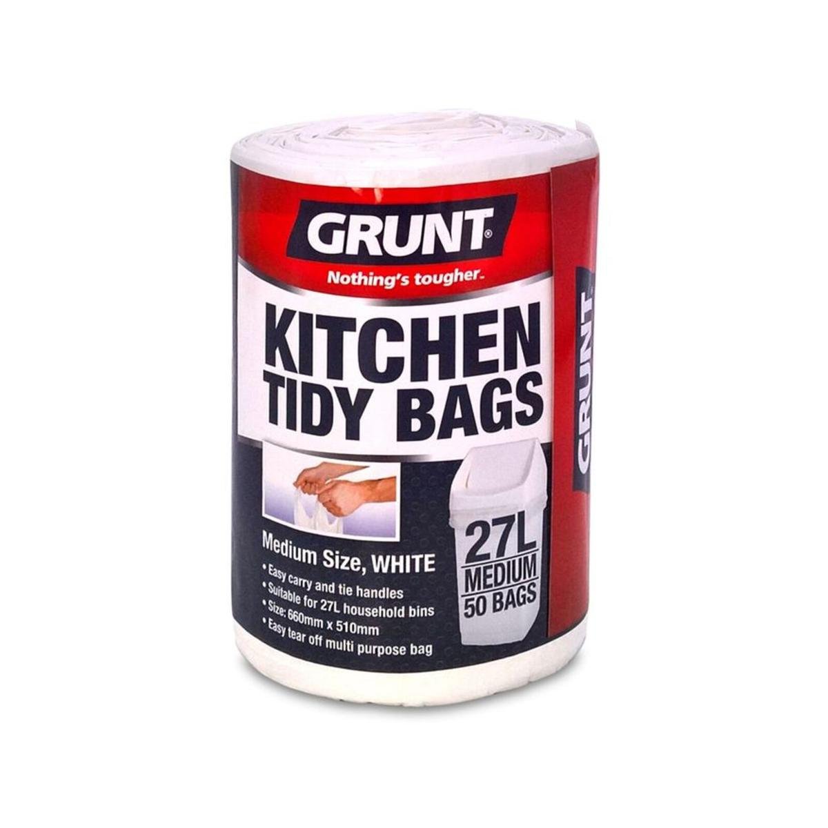GRUNT 27L White Medium Kitchen Tidy Bags - 50 Pack - Bunnings Australia