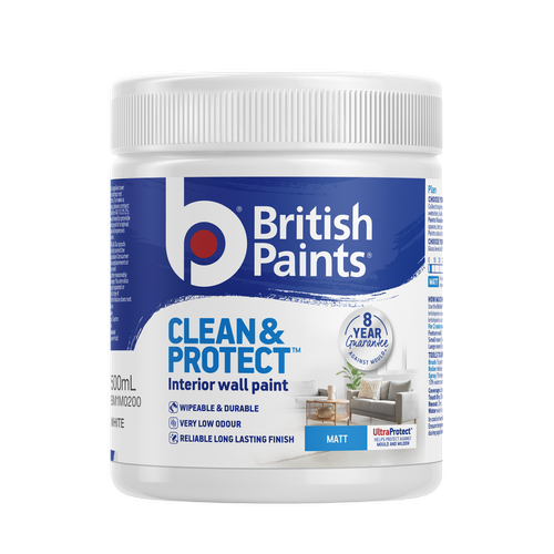 British Paints White Matt Clean and Protect Interior Paint - 500ml ...