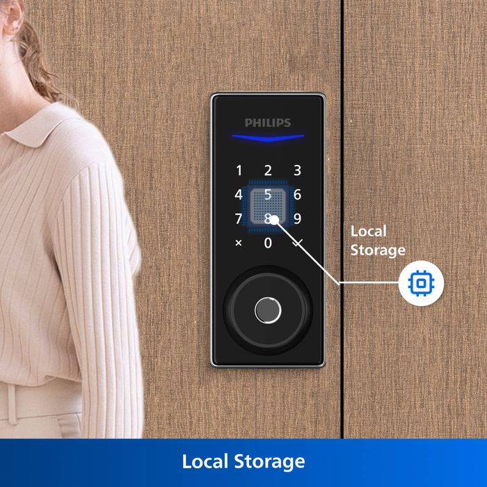 Philips Nickel EasyKey Fingerprint Deadbolt Door Lock With Mechanical ...