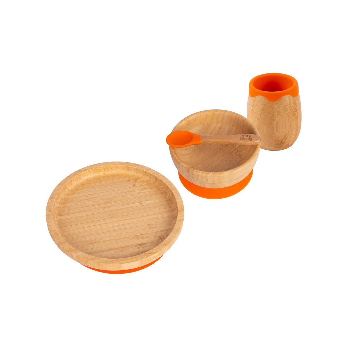 Tiny Dining 4pc Round Bamboo Suction Baby Feeding Set - Bunnings Australia