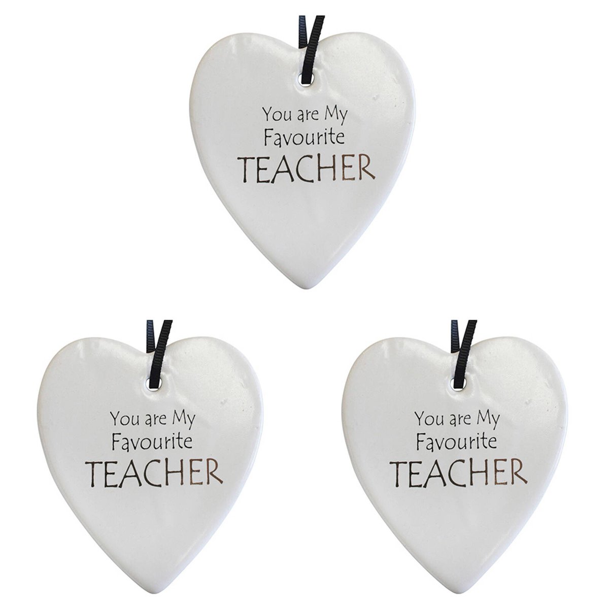 3x Ceramic Hanging 9cm Heart You Are My Favourite Teacher Hanger ...