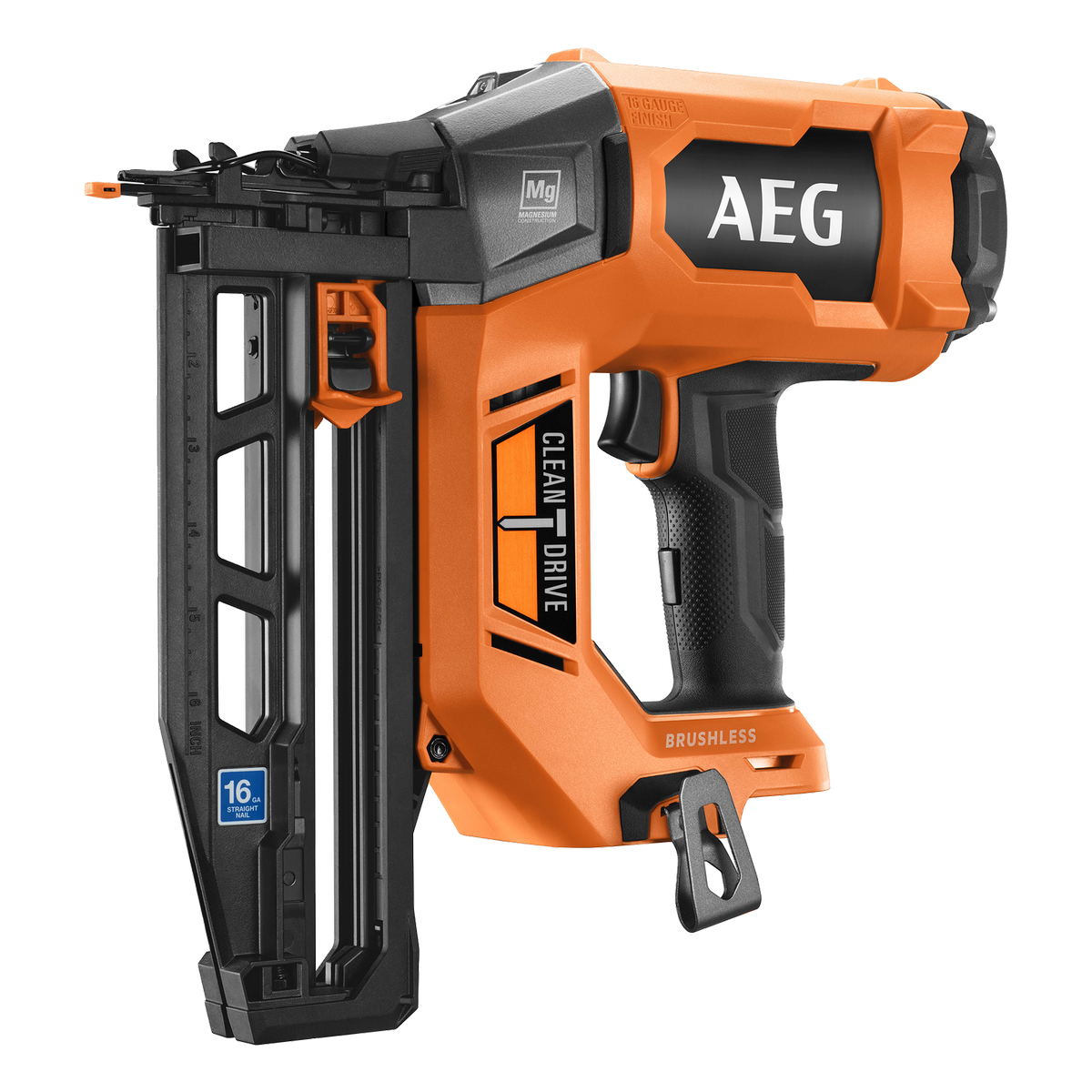 AEG 18V Brushless 16GA Straight C Brad Nailer A18SFN16GA0 - Skin Only ...