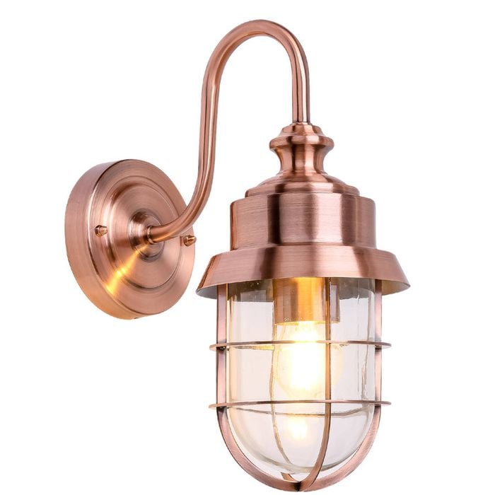CLA Lighting Parol Exterior Cylinder Glass with Cage Wall Light IP44 ...