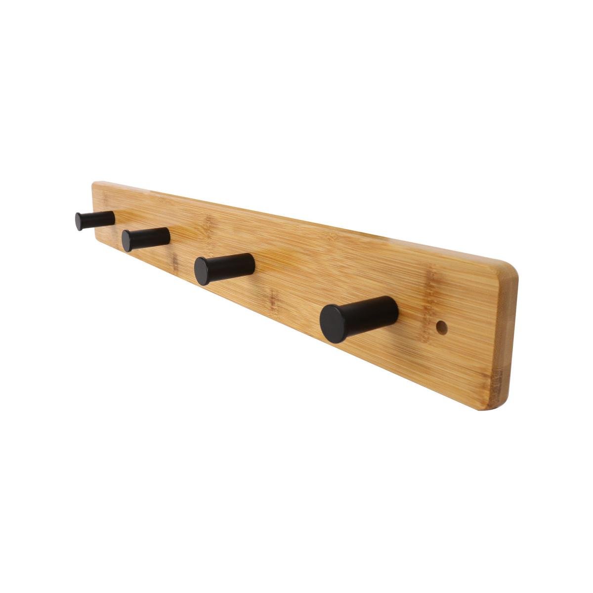 Adoored 600mm Bamboo 4 Hook Black Bino Hat and Coat Rack - Bunnings ...