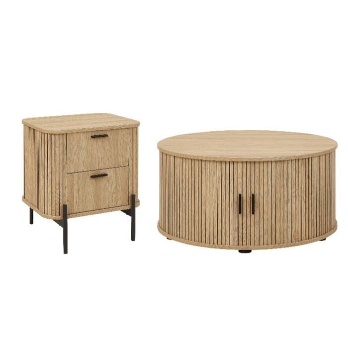 Cosmoliving Bedside Table and Round Coffee Table - Bunnings Australia