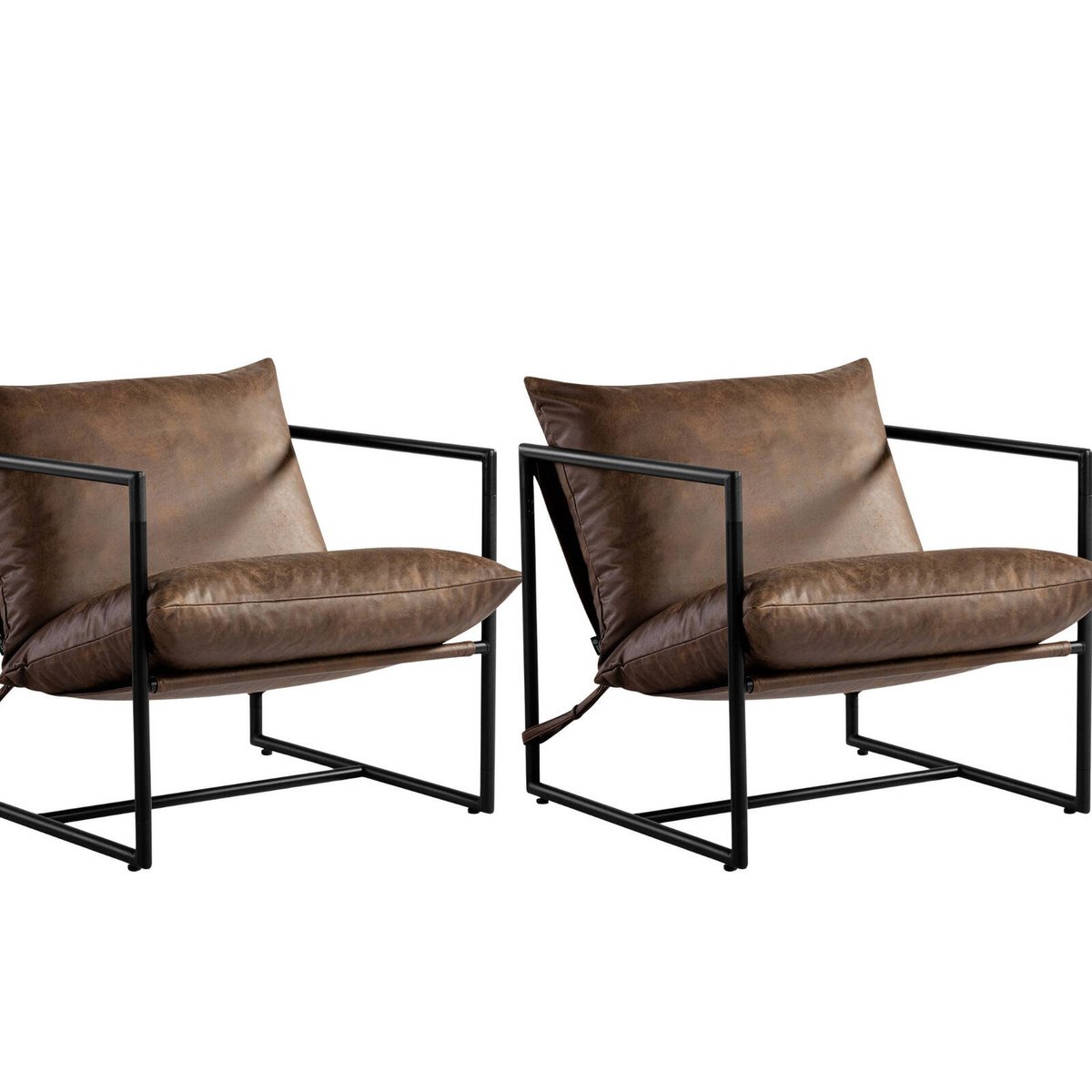 Zinus Premium Aidan Sling Accent Chair Metal Frame Armchair - Cognac ...